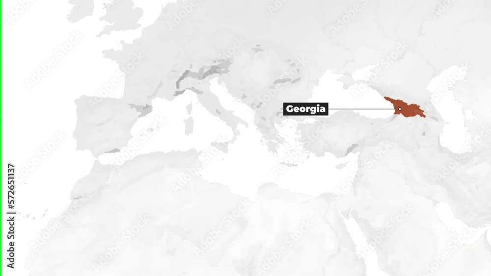 World map showing Georgia. From above zoom in. Country red is ...