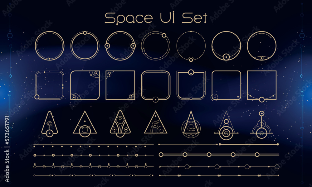Vetor de Set of Tribal User Interface Elements. Space ethnic HUD. Good ...