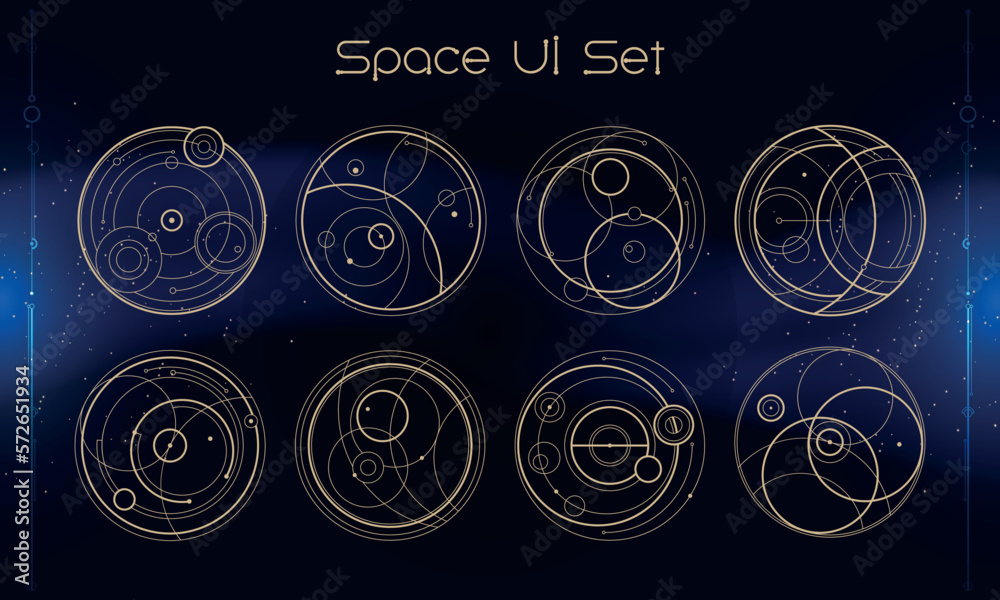 Set of Tribal User Interface Elements. Space ethnic HUD. Good for game UI. Vector Illustration ...