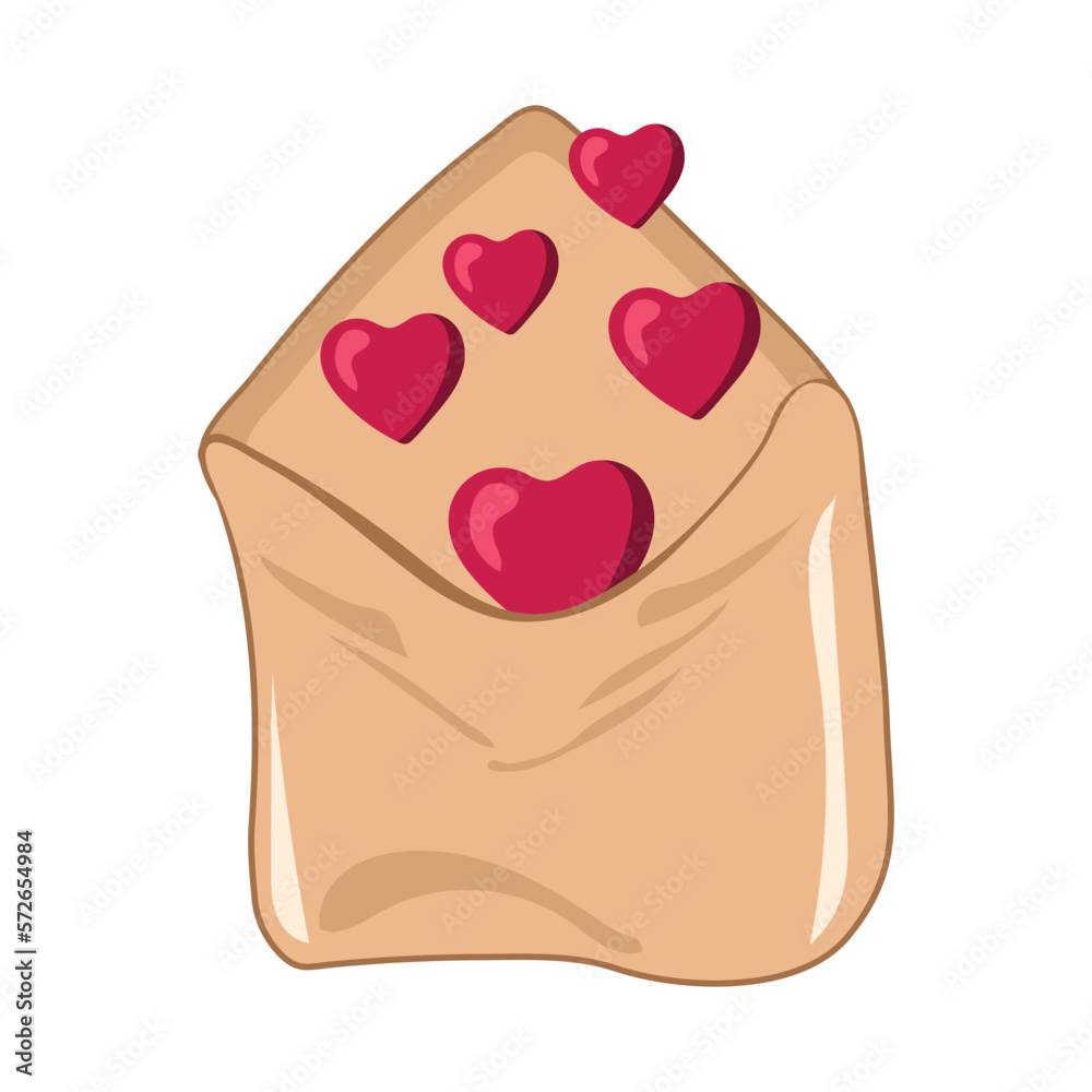 envelope letter vector icon open, mail letter with red heart. Elements ...