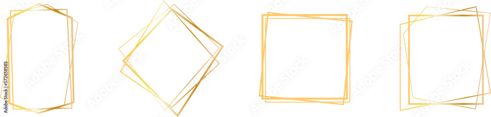 Set of geometric gold frame isolated on white.Golden Geometrical frames ...