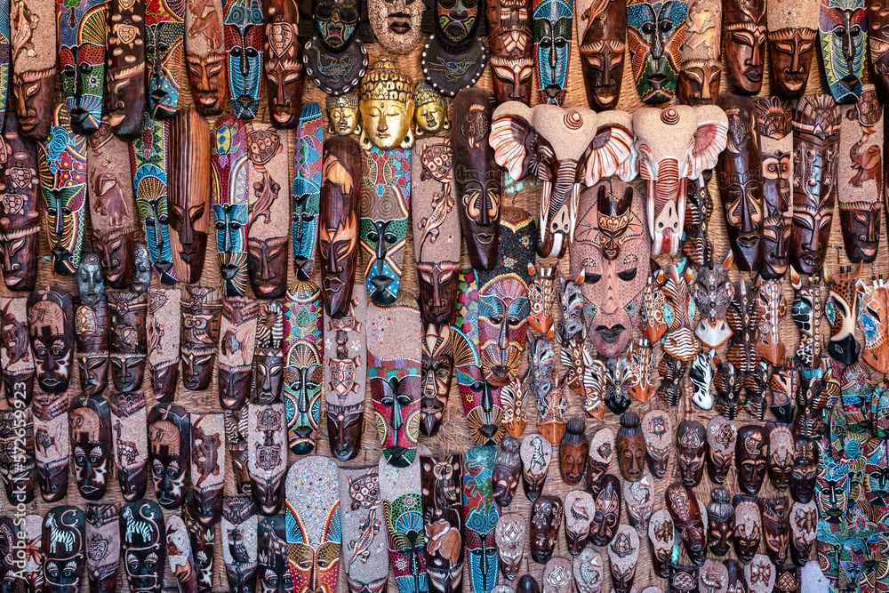 Variety of Traditional Nubian Animal Mask. Popular Souvenir. Oriental ...