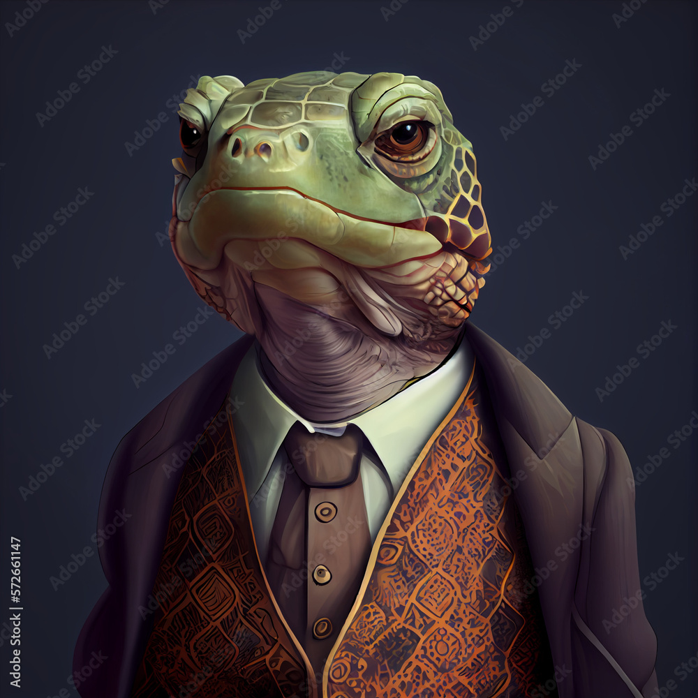 Turtle NFT Art Portrait Stock Illustration | Adobe Stock