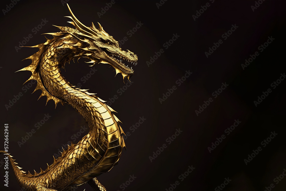 Epic Gold Dragon Statue created with Generative AI technology Stock ...