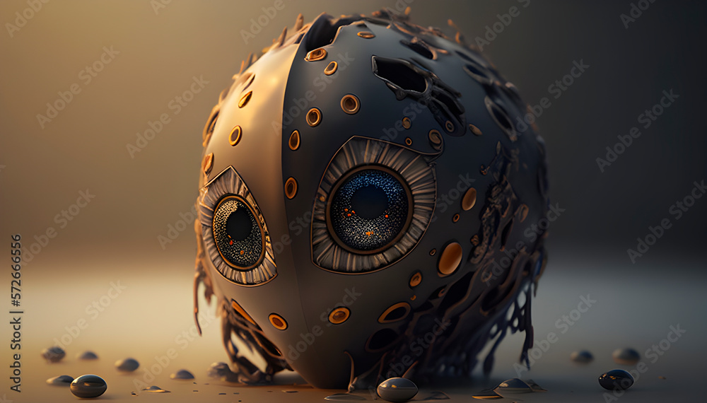 small cute round alien surprised after arriving on a new planet, small ...