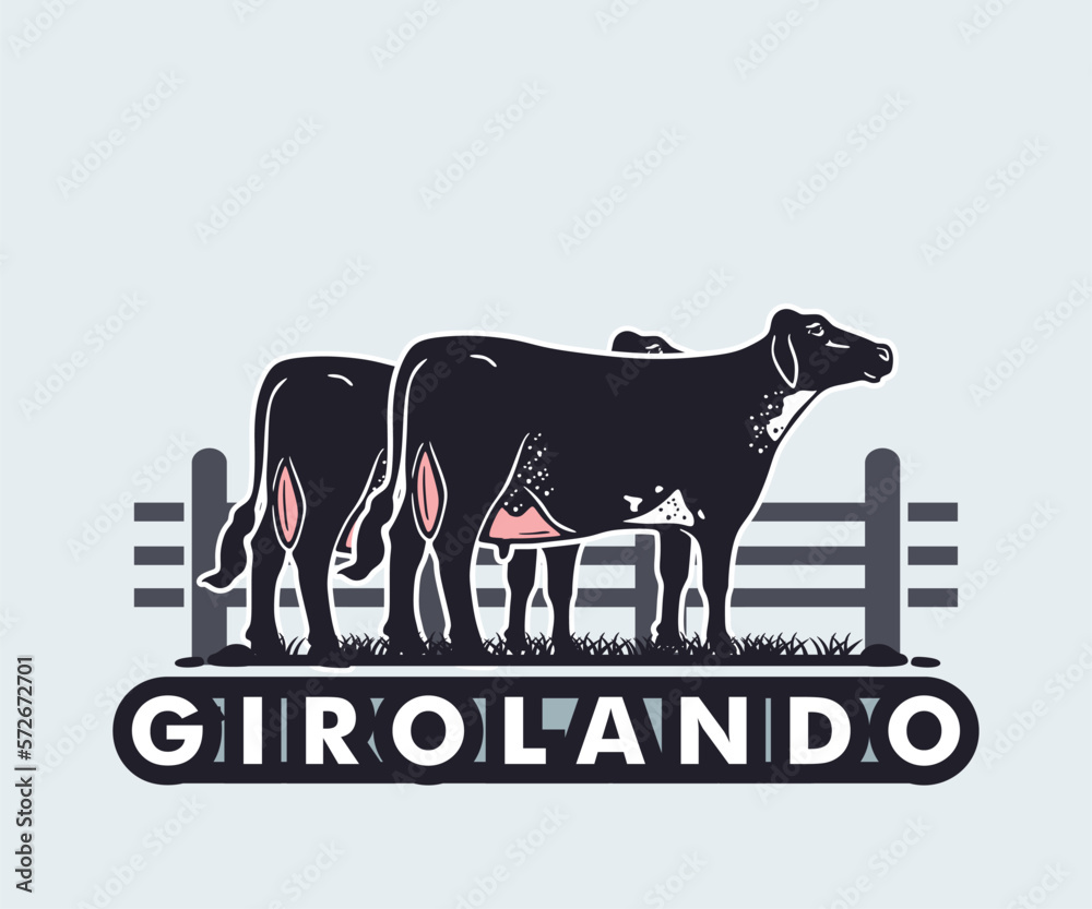 GIROLANDO DAIRY COW LOGO, Silhouette of smart catles at farms vector ...