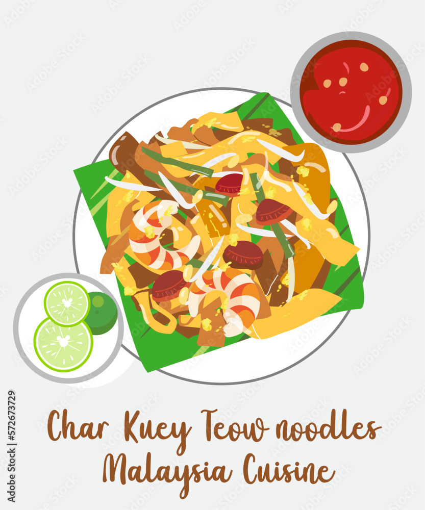 Char kuey teow food hawker cockles kerang siham bean sprouts tau geh ...