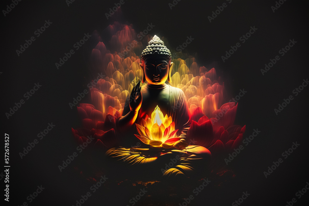 Serenity Personified Buddha in Meditation on a glowing lotus ...