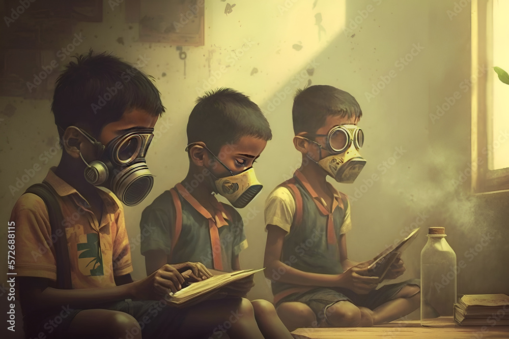 air pollution in India with an impactful illustration that portrays a ...