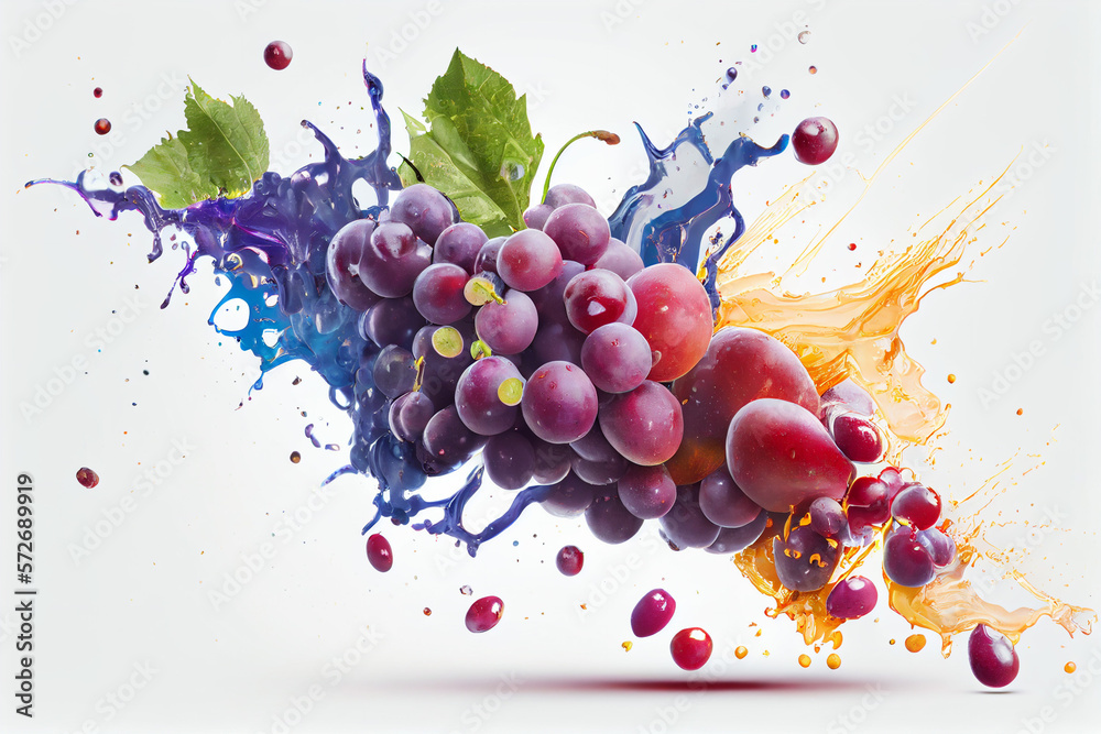 grapes fruit splash water isolated in white background Generative AI ...
