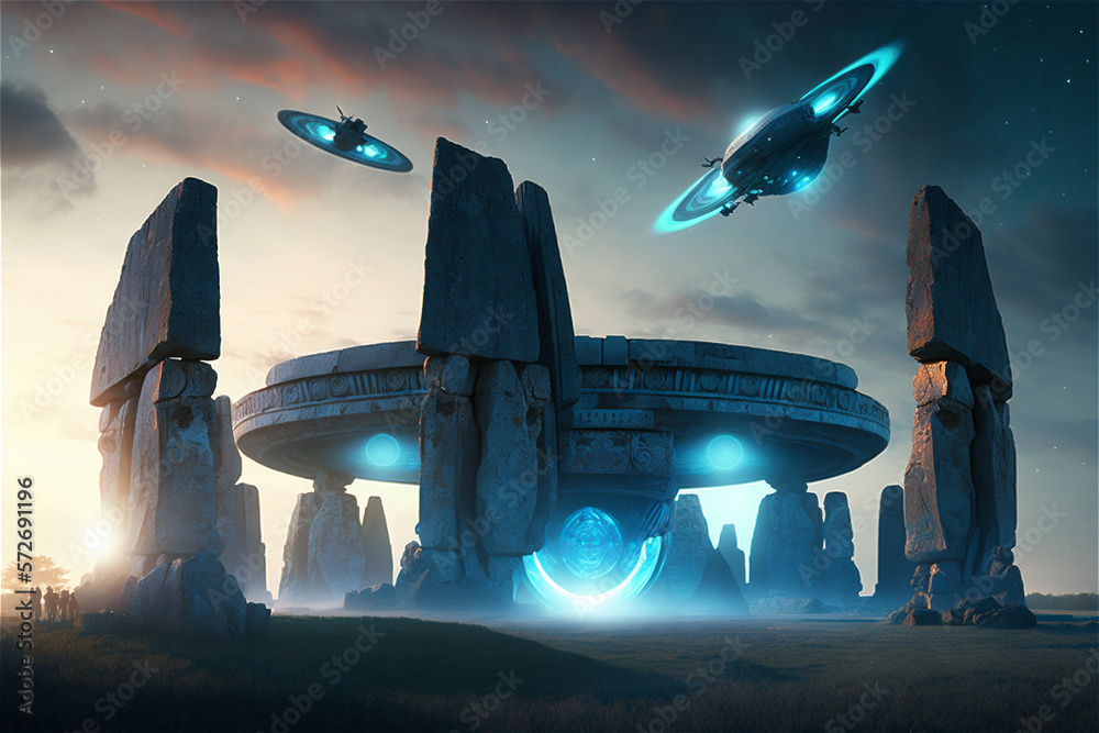Stonehenge complex as a power source used by alien ships ilustração do ...