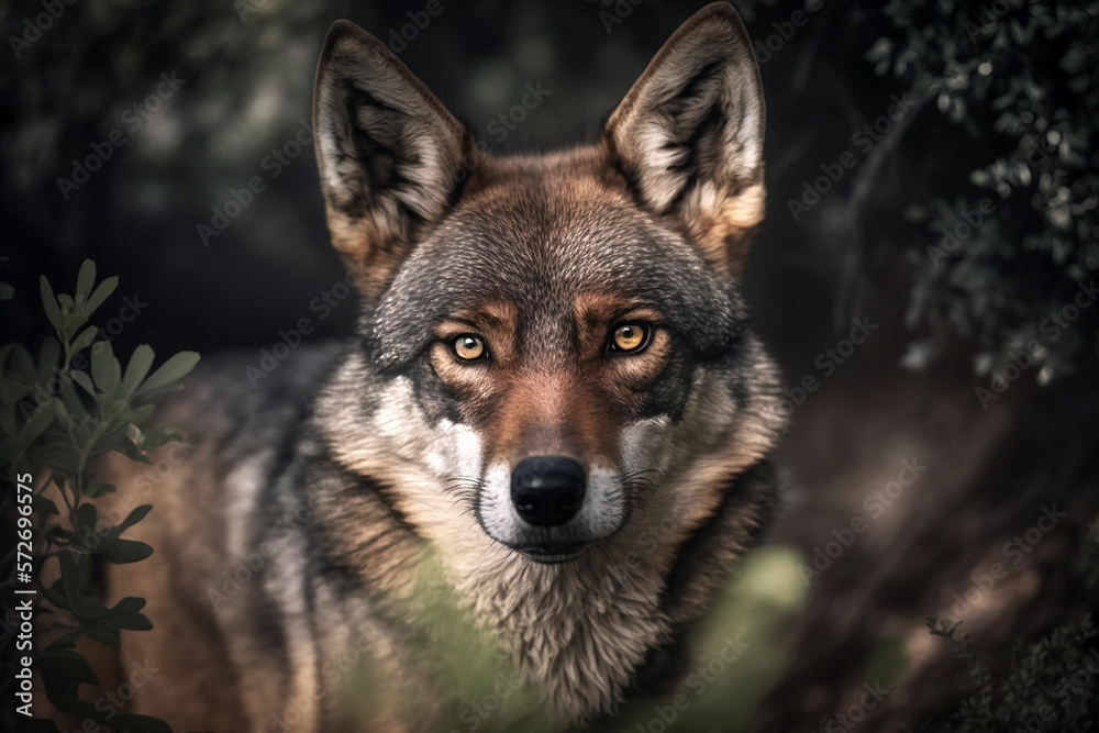 Generative AI illustration of a iberian wolf of Spain (European wolf ...