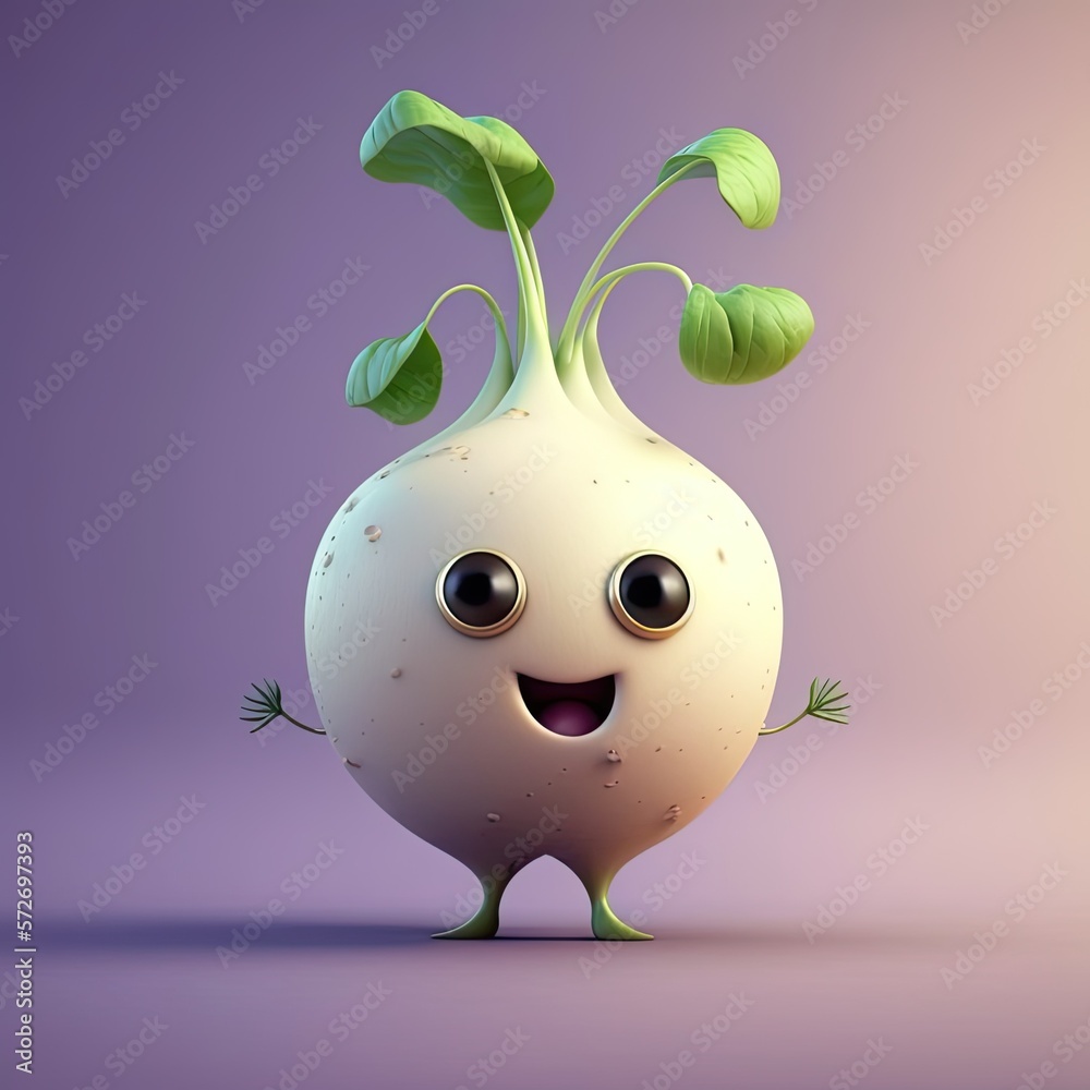 Cute Cartoon Turnip Character (Generated with AI) Stock Illustration | Adobe Stock