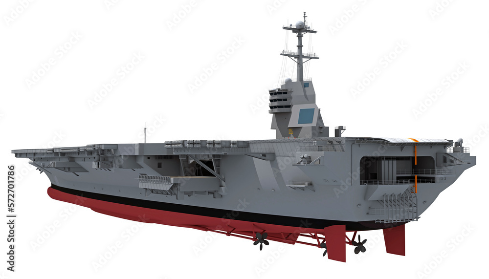 Aircraft Carrier 3D rendering on white background Stock Illustration ...