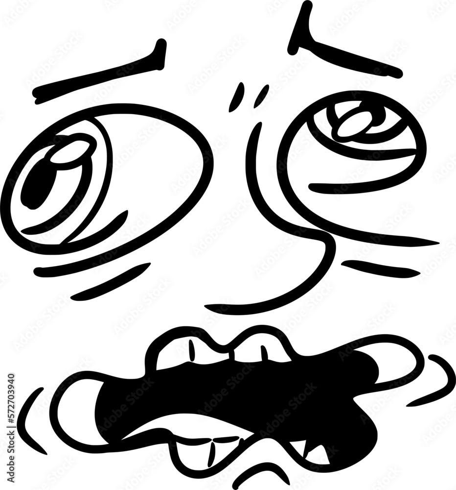Vector Drawing Of Human Eyes With Noses And Eyebrowsemotional Emoticonoutlinesilhouette