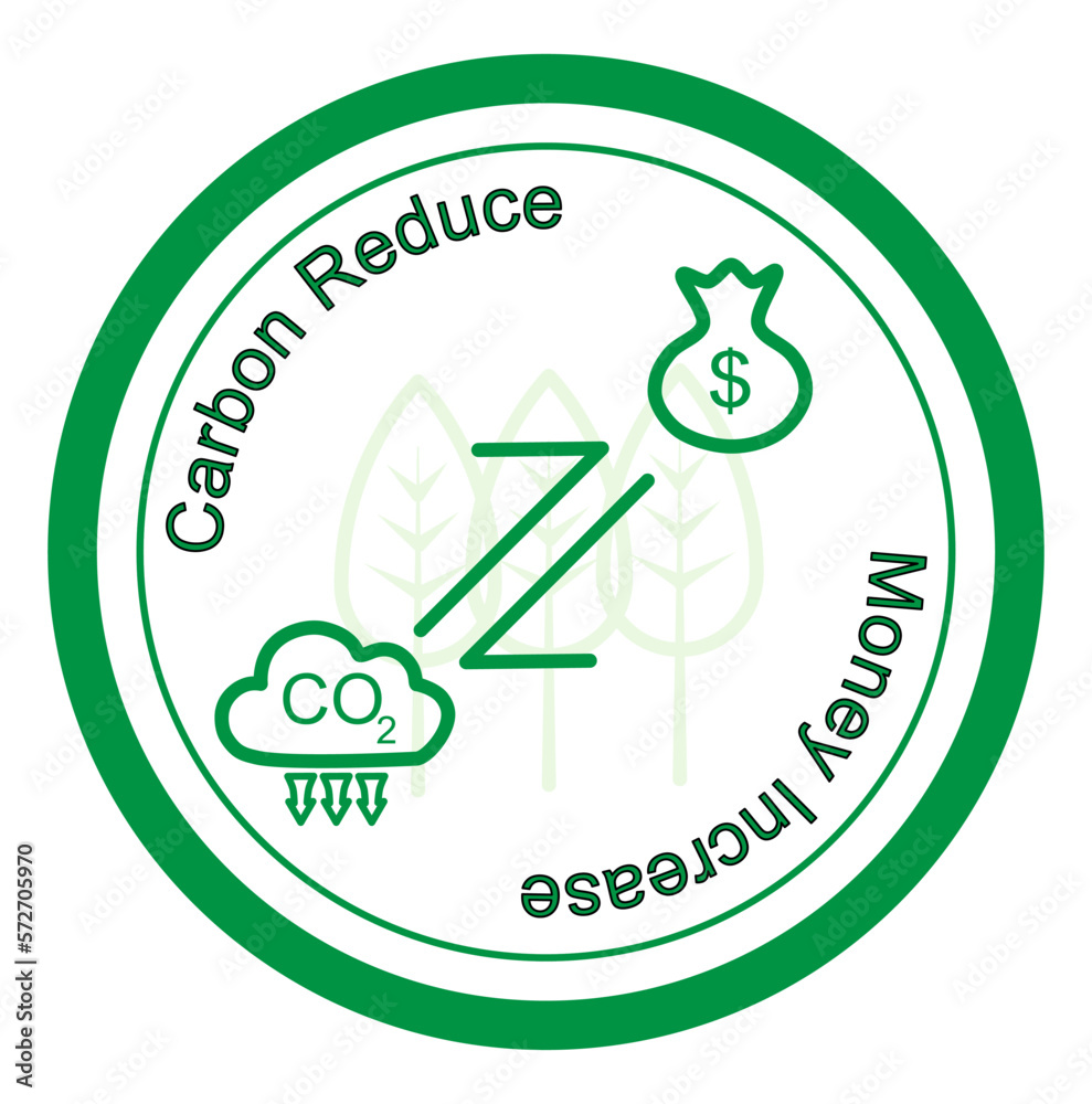 Vetor do Stock: Carbon credit concept logo. Co2 reduces money increase ...