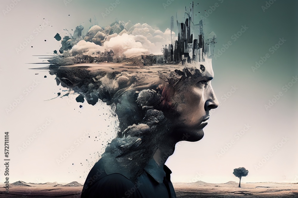 Generative AI illustration of a mind in flux, a surreal digital artwork ...