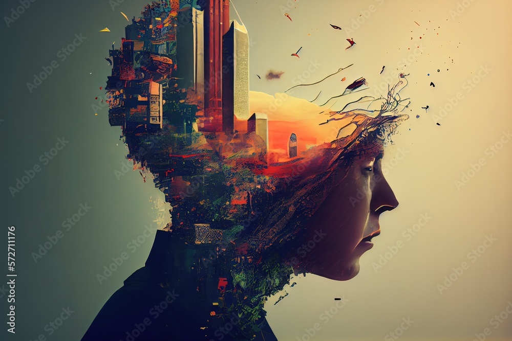 Generative AI illustration of a mind in flux, a surreal digital artwork ...
