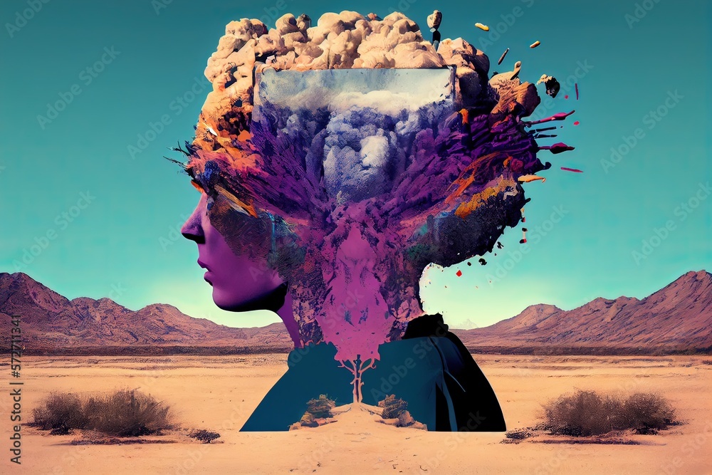 Generative AI illustration of a mind in flux, a surreal digital artwork ...