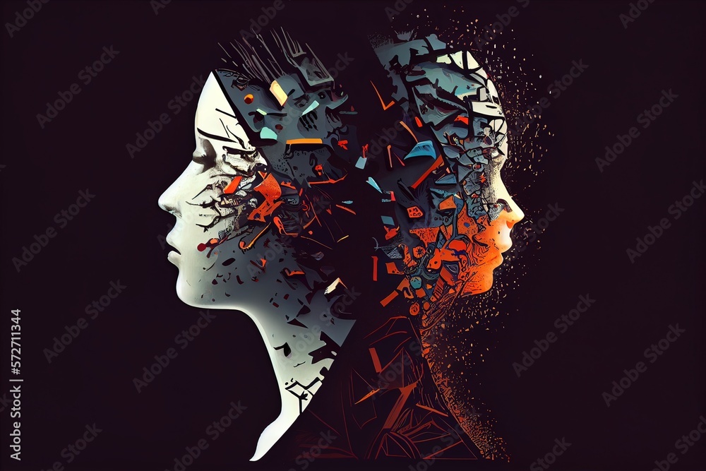 Generative AI illustration of a mind in flux, a surreal digital artwork ...