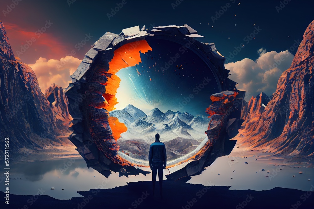 Generative AI illustration of a mind in flux, a surreal digital artwork ...