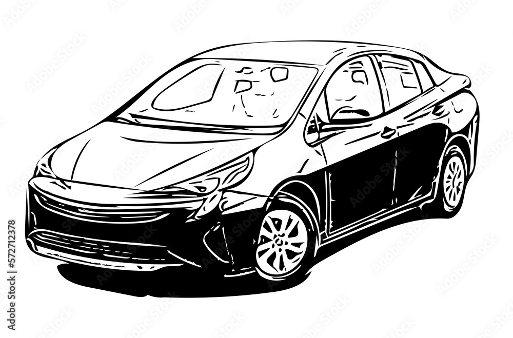 contour car sketch on isolated background. Monochrome outline drawing ...