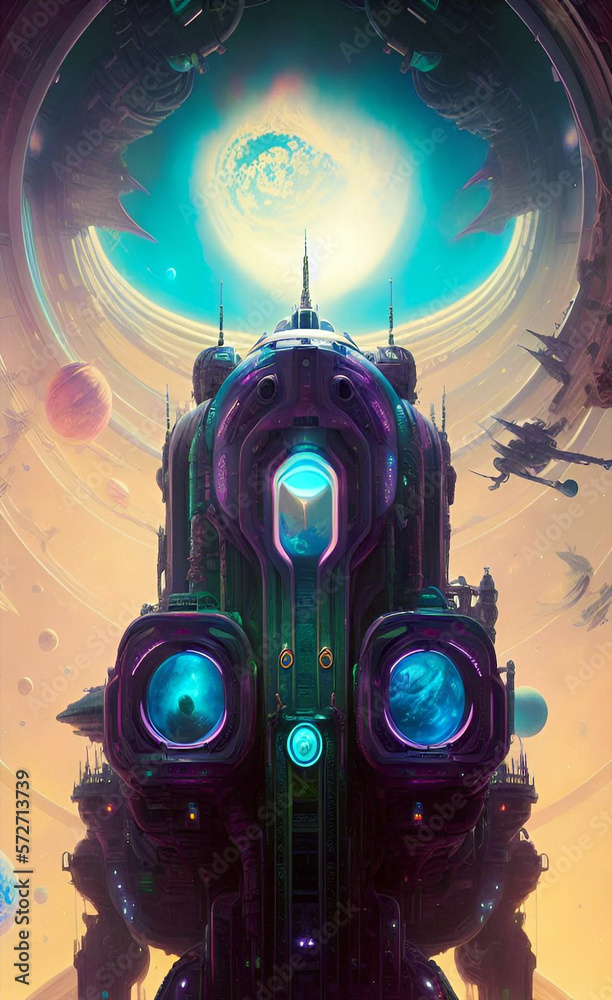 futuristic city on alien planet, generative ai illustration, sketch ...