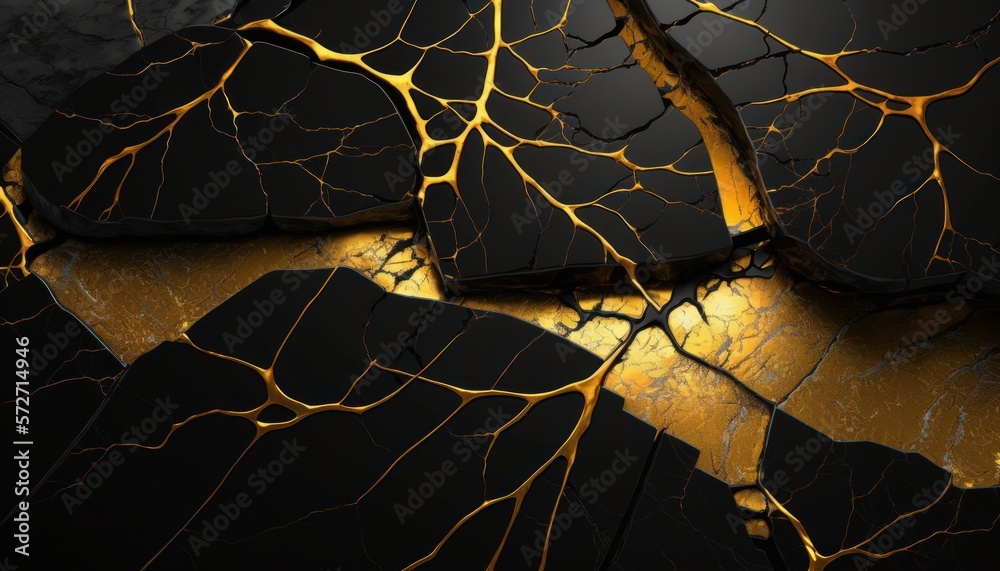 Black obsidian texture with gold background Stock Illustration | Adobe ...