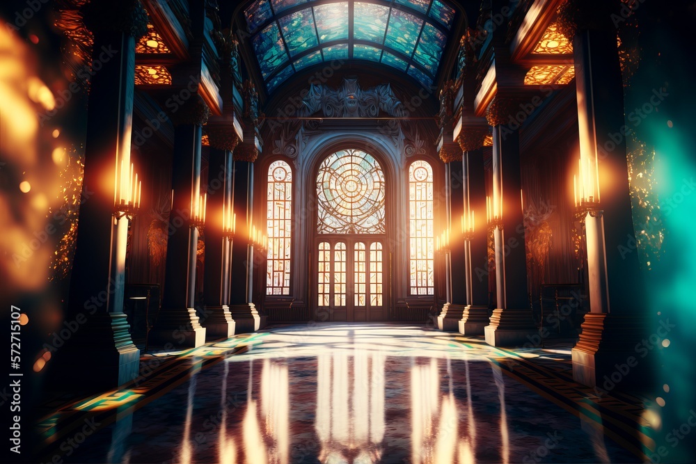 AI generated image of majestic hall inside church with altar and ...