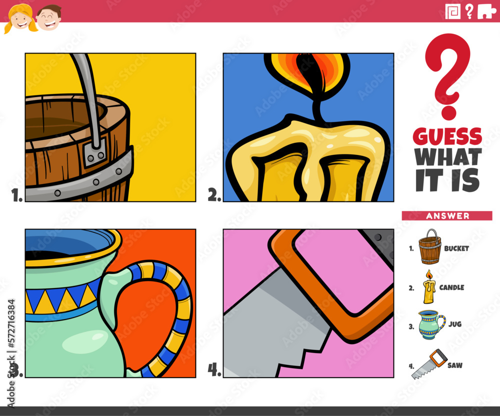 guess the objects cartoon educational game for children Stock Vector ...