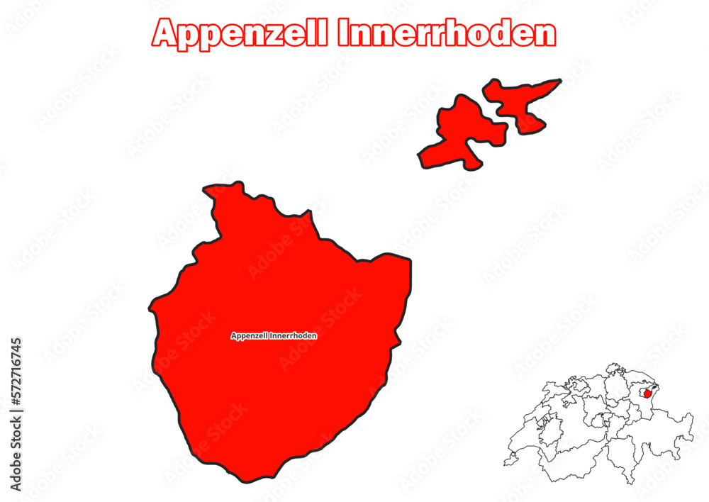Karte des Kanton Appenzell Innerrhoden mit Bezirksnamen und Standort ...