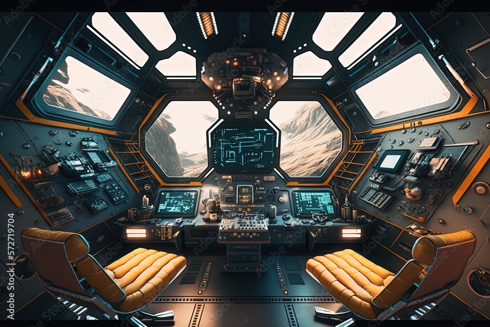 Sci-fi spaceship cabin, digital illustration, Generative AI Stock ...