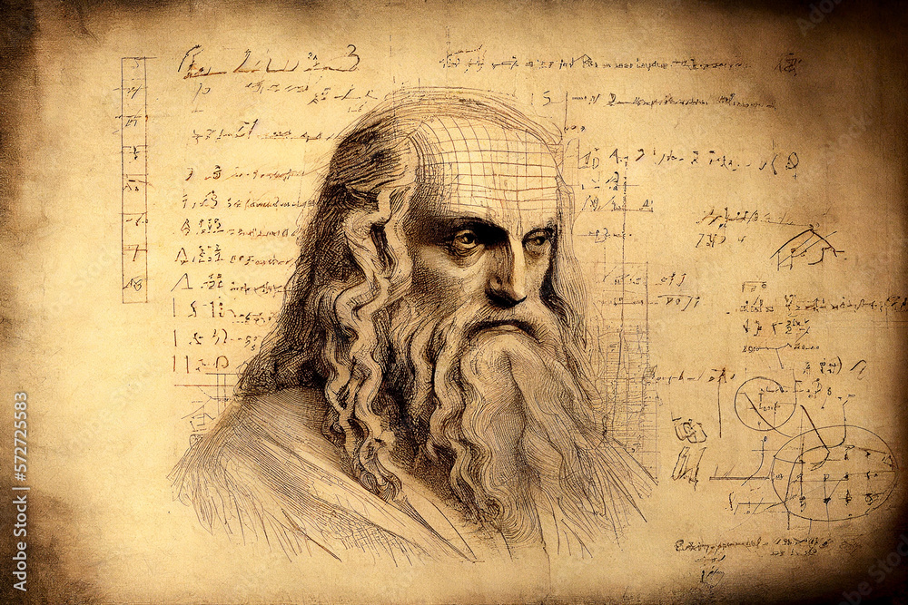 A vintage mathematics background with hand-drawn equations, formulas ...