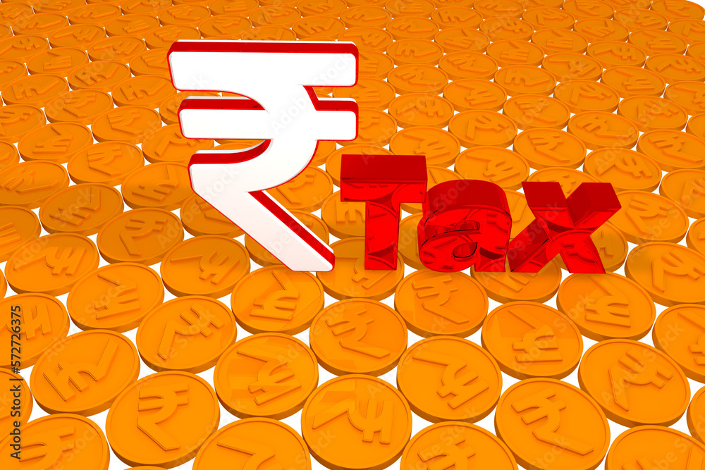 rupee symbol and rupee coin goods and services tax background 3d ...