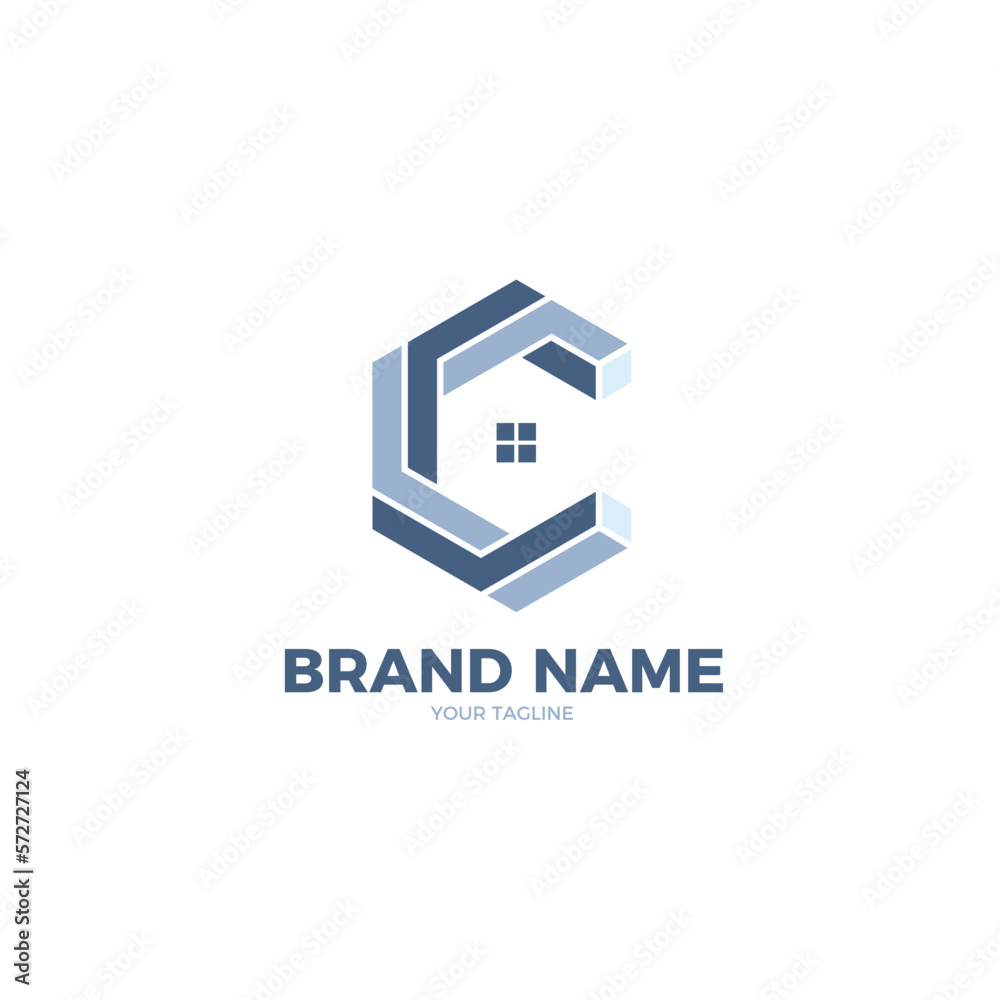 Vector illustration of letter C logo design in hexagonal shape with ...
