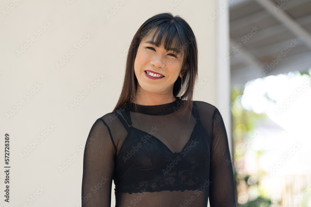 Happy Thai transgender Asian woman LGBTQIA with white background LGBT ...