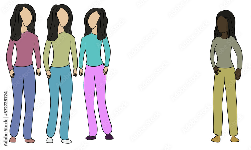 concept illustration of black women who get discrimination and racism ...