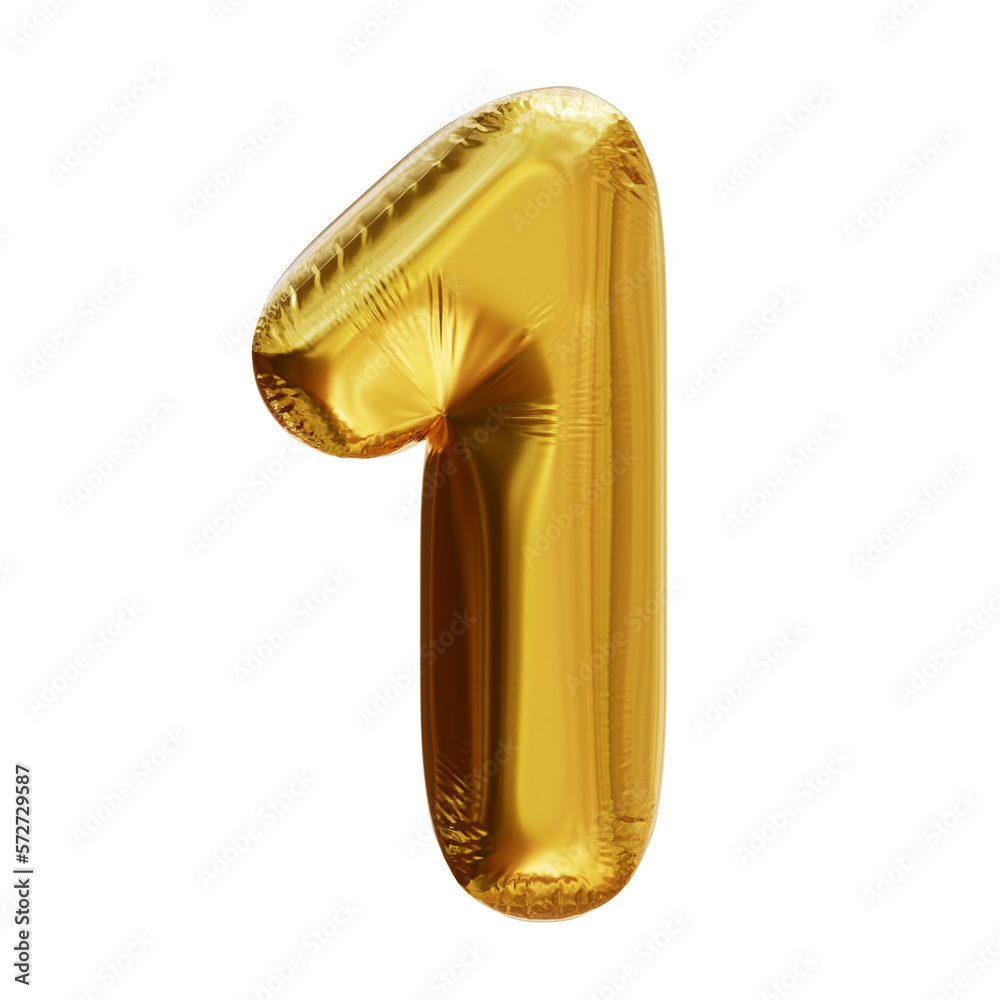 Gold number 1 foil balloon Stock Photo | Adobe Stock