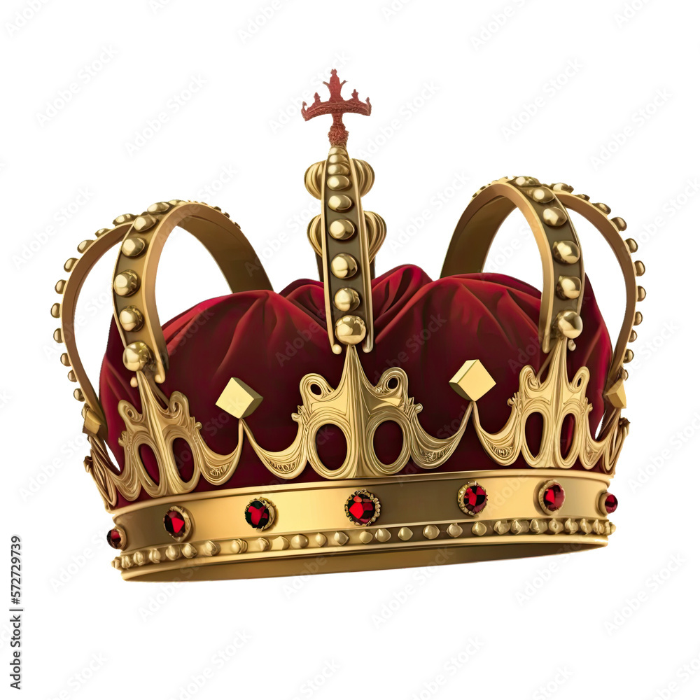 Red king crown. Classic king’s crown isolated on a transparent ...