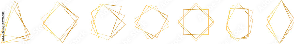 Set of geometric gold frame isolated on white.Golden Geometrical frames ...