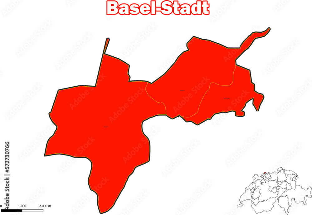Vektor Karte Schweiz Administrative Gliederung Kanton Basel - Stad mit ...