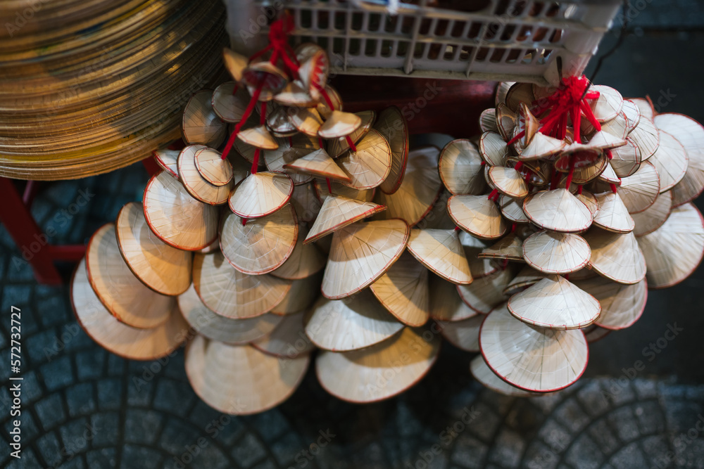 Vietnam famouse souvenier, the Vietnamese hats merchandise. Stock Photo ...