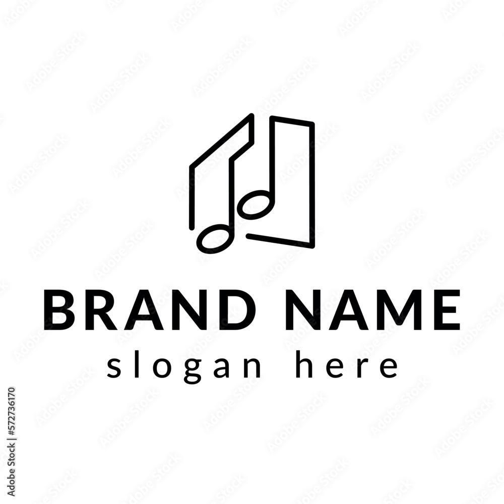 logo with a linear icon in the form of a diamond with a note for the ...