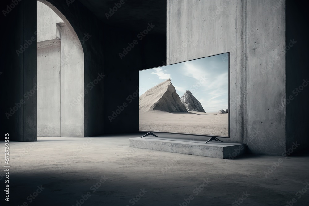 Modern Minimalist Apartment with concrete walls Interior Living Room ...