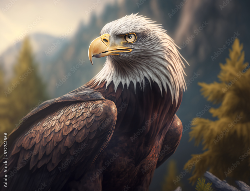 bald eagle on a branch to enjoy nature, Bright sky, hot Atmosphere, HQ ...