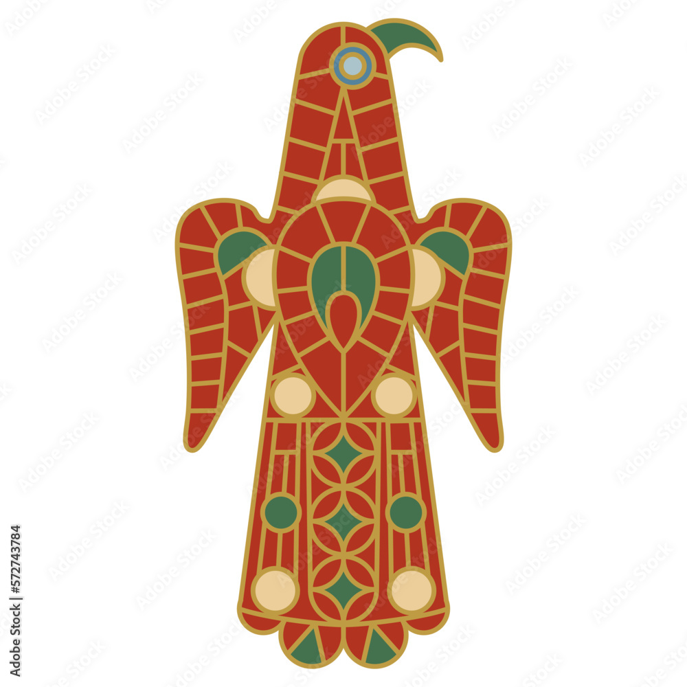 Stylized eagle bird. Medieval Visigoth design from Spain. Isolated ...