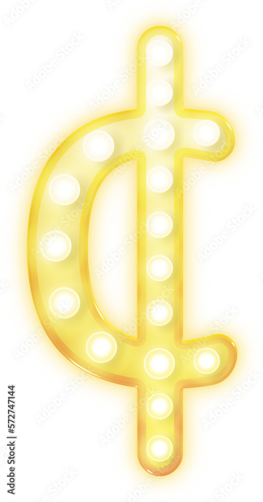 cent currencies money symbol sign bold 3d icon light bulb effect Stock ...