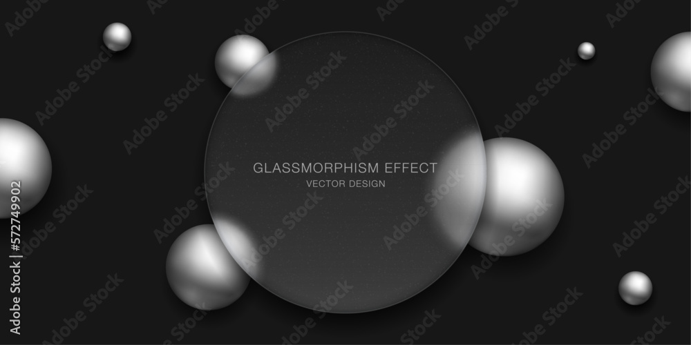 Modern abstraction. Glassmorphism trend design. 3d spheres and circle ...