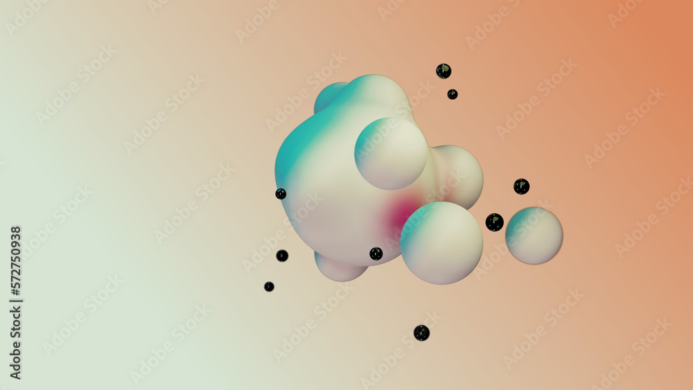 Liquid Fluid Dynamic Abstract Animated White Metaball Floating Spheres Blobs Drops Bubbles In