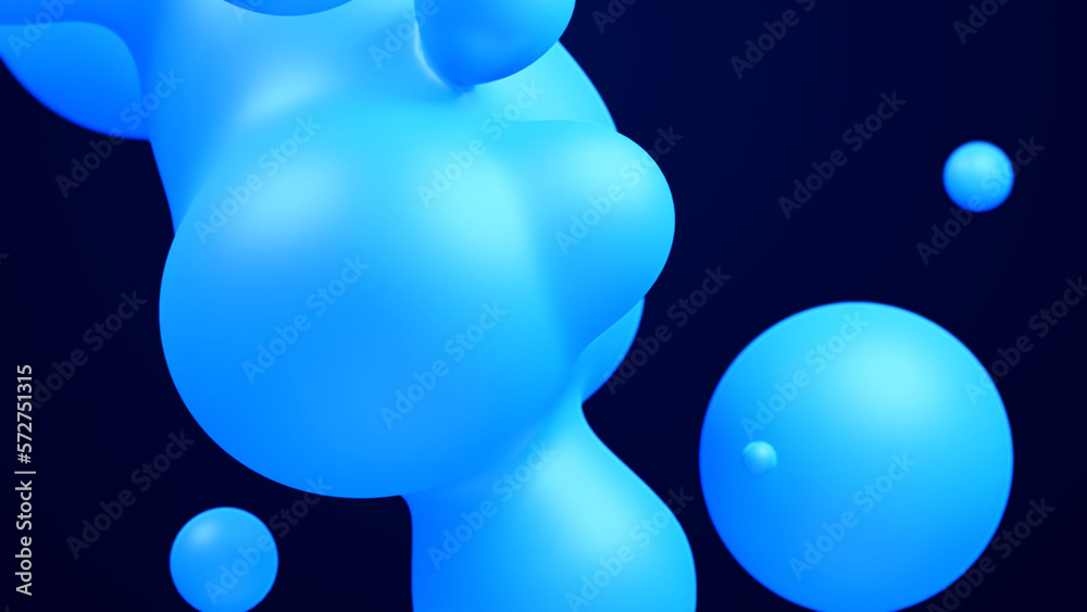 Metaverse 3d abstract background with droplets blue metaball molten wax ...